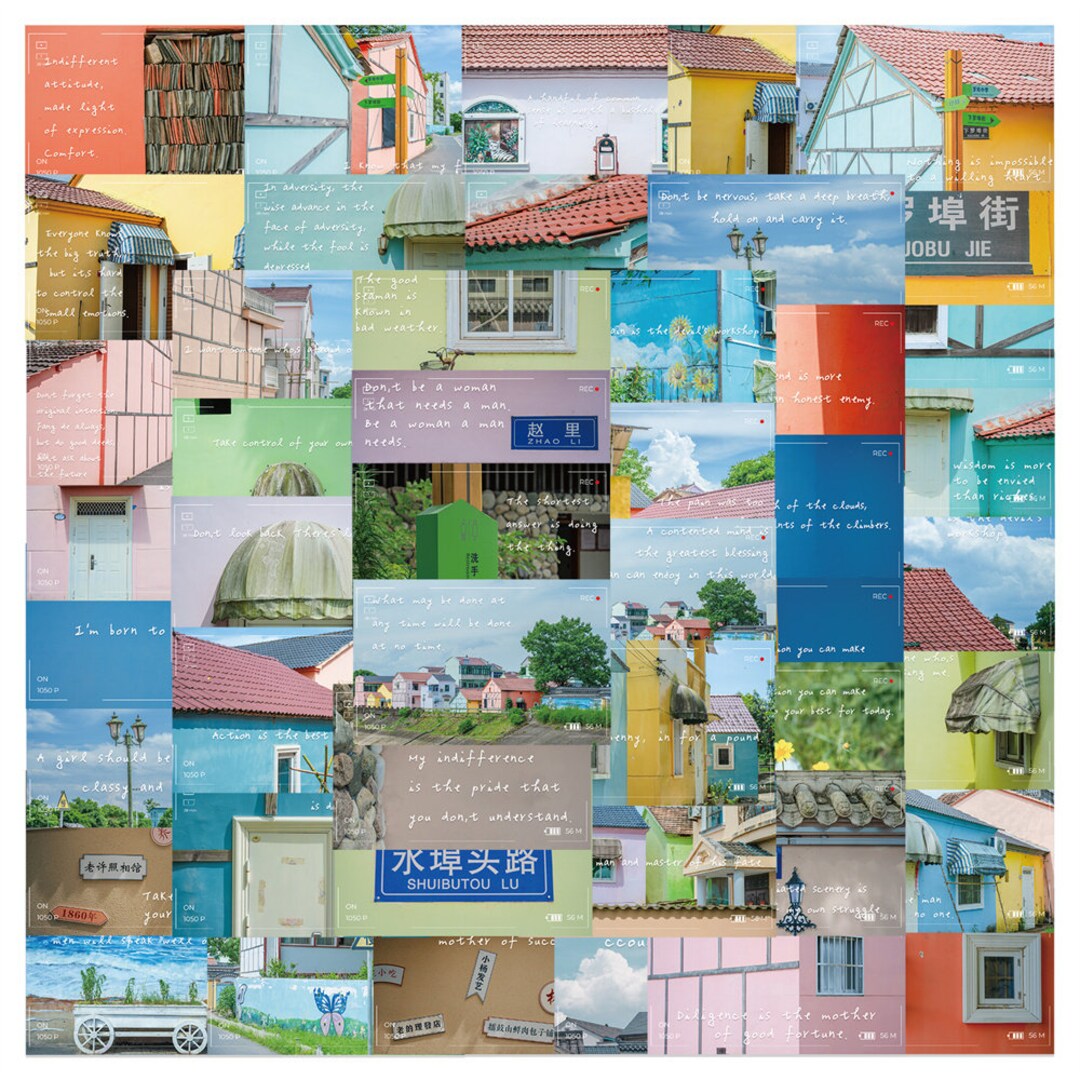 48 Stickers Rainbow Town Design Cute Aesthetic Stickers Decal ...