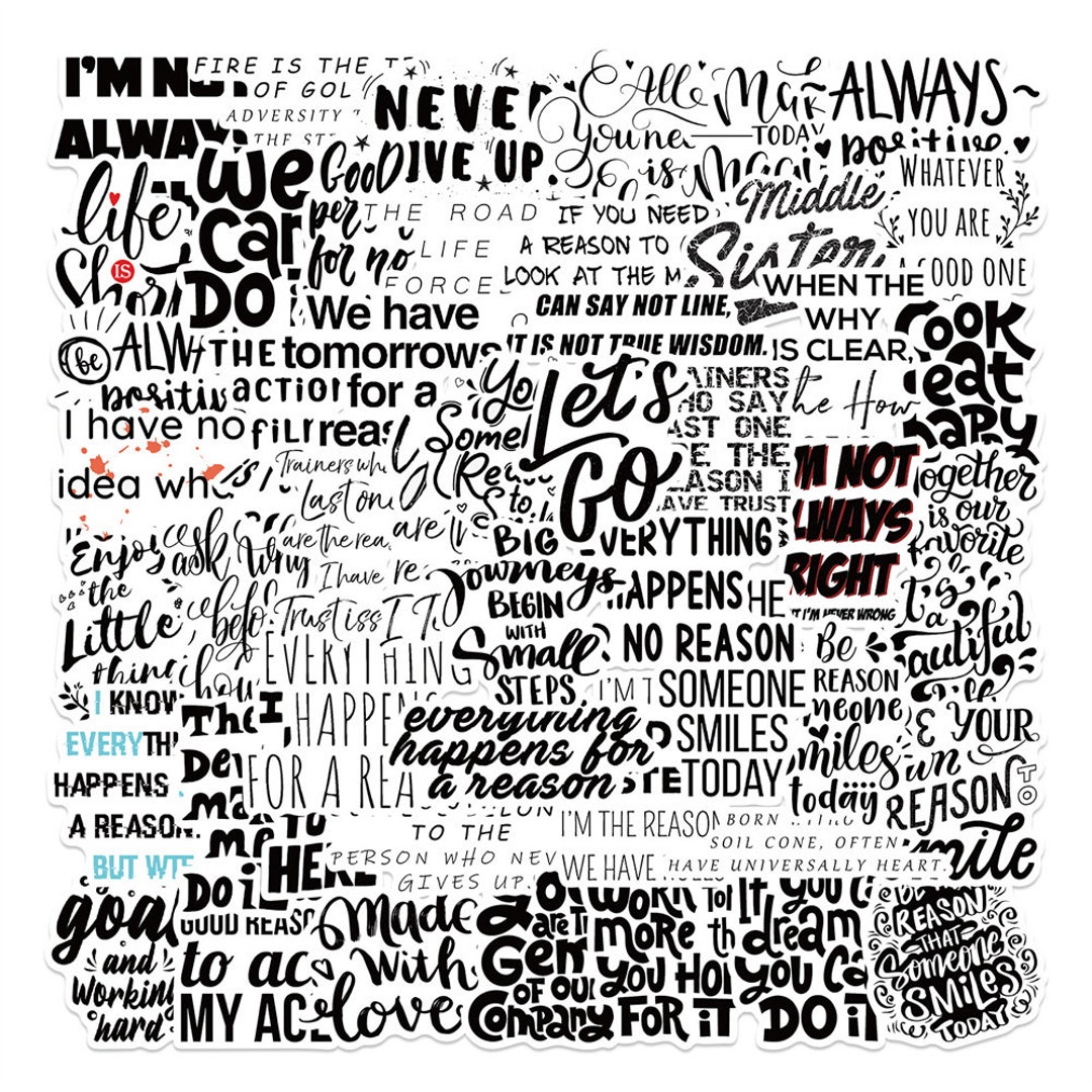 50 Stickers Black White Short Quotes Design Cute Aestheic Stickers ...