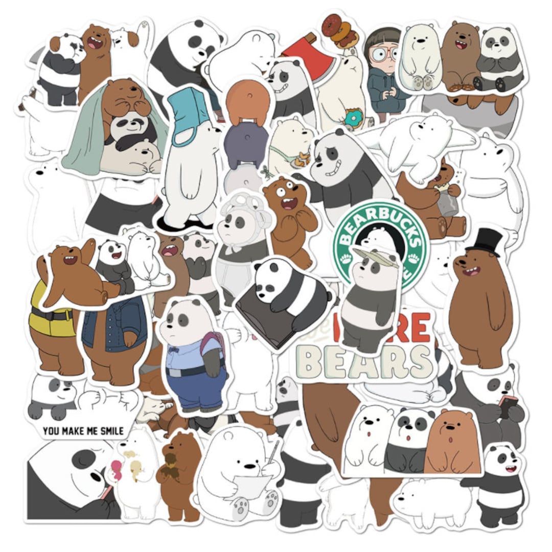 50 Stickers Bear&panda We Bare Bears Cartoon Design Cute Aesthetic ...
