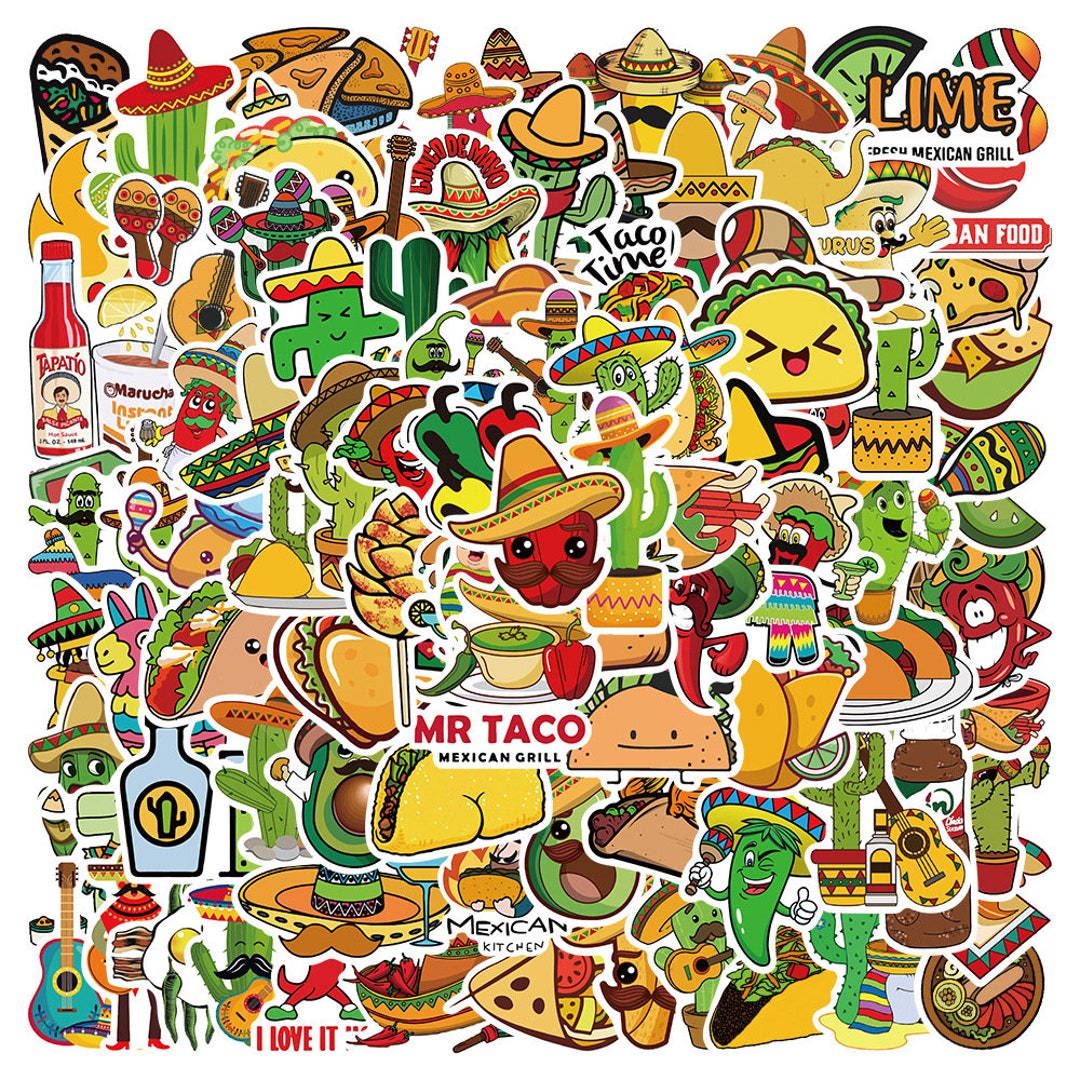 100 Stickers Mexican Food Theme Design Cute Aestheic Stickers ...
