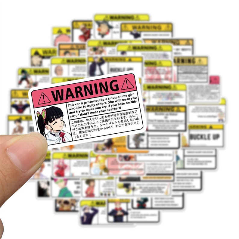 50 Stickers Anime Warning Sign Design Cute Aesthetic Stickers Decal ...