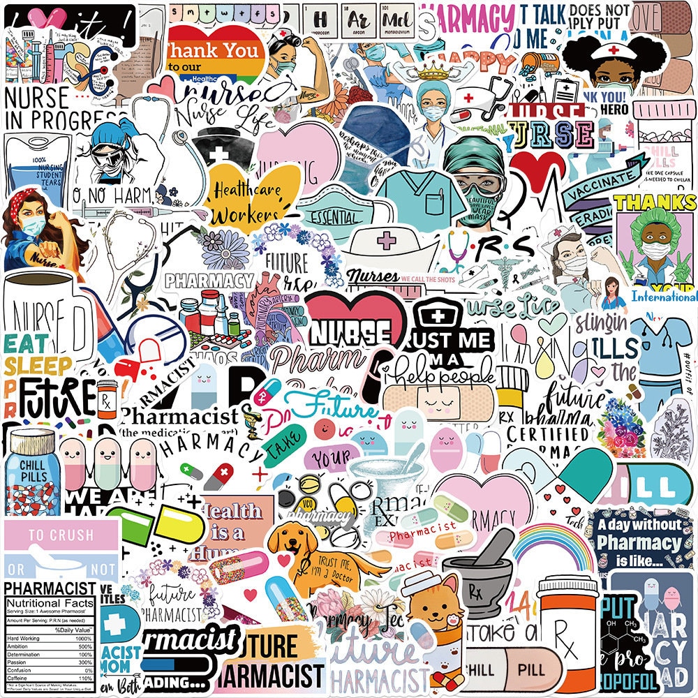 100 Stickers Nurse Medical Theme Design Cute Aestheic Stickers ...