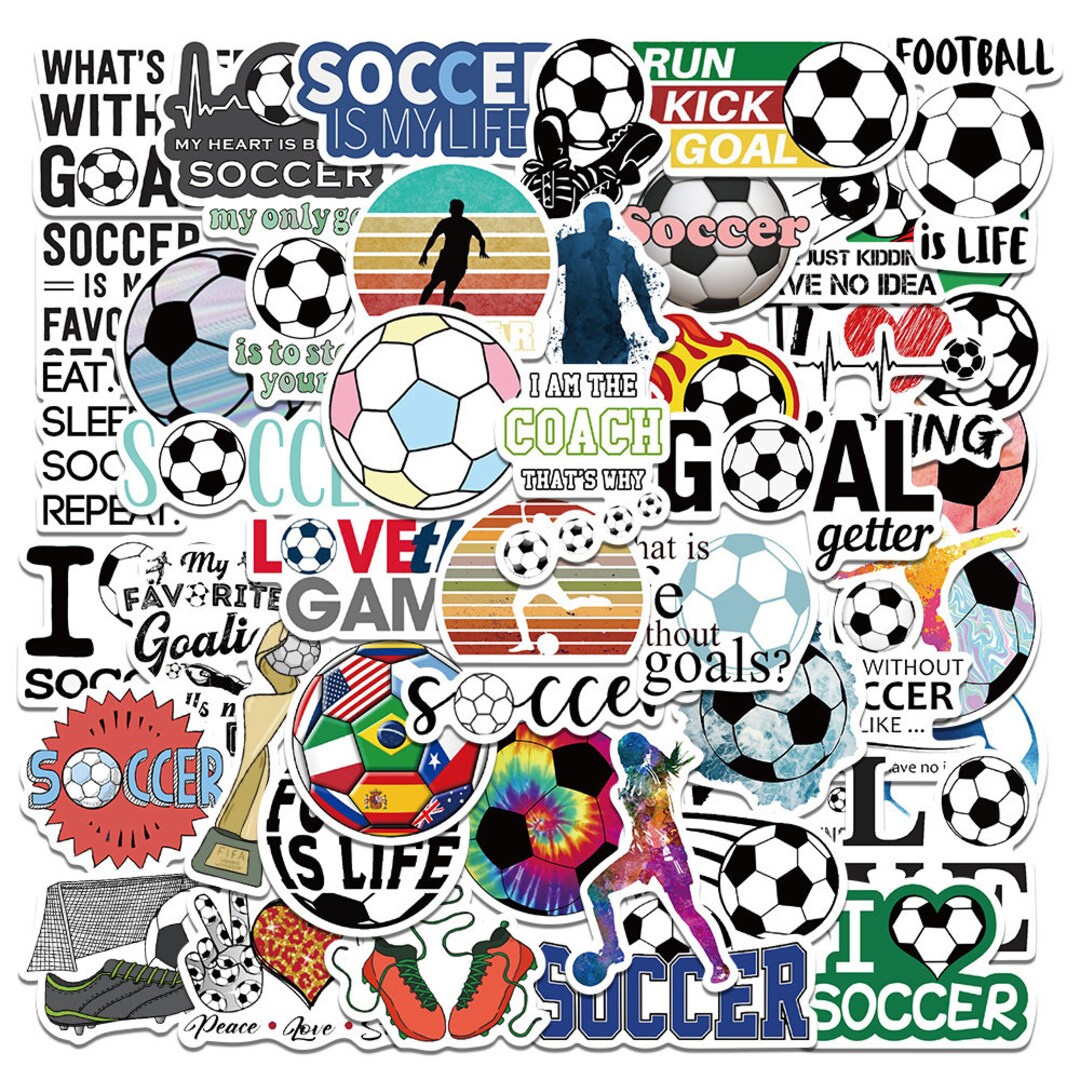 50 Stickers Soccer Football 1 Design Cute Aesthetic Stickers Decal ...