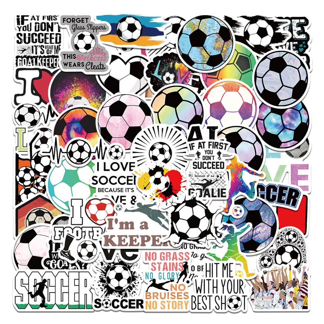 50 Stickers Soccer Football 2 Design Cute Aesthetic Stickers Decal ...