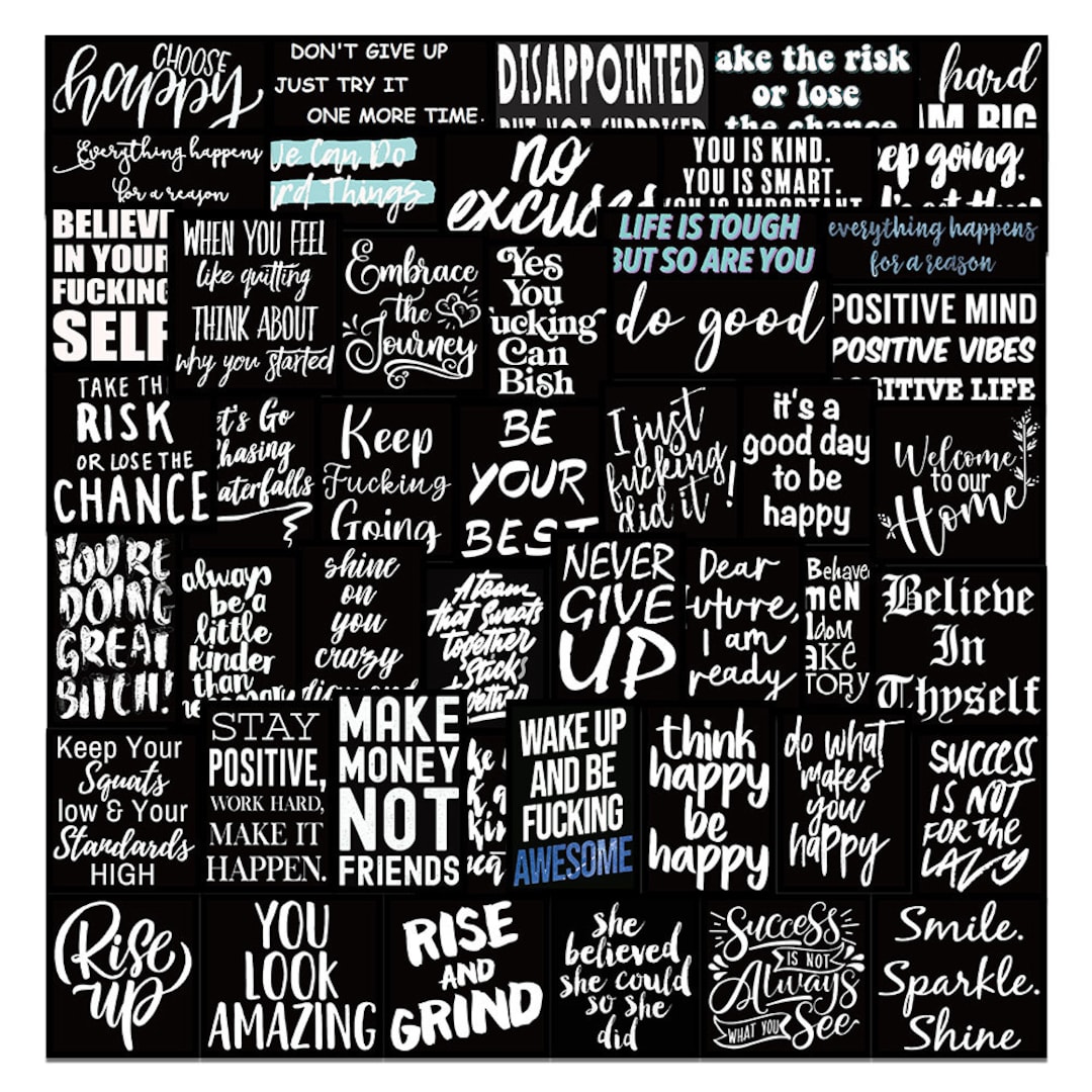 61 Stickers Positive Words Design Cute Aesthetic Stickers Decal ...
