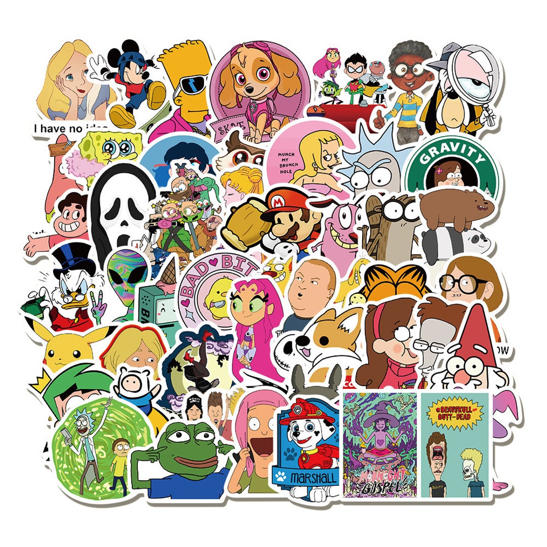 50 Stickers Anime Cartoon Characters P2 Design Cute Aesthetic Stickers ...