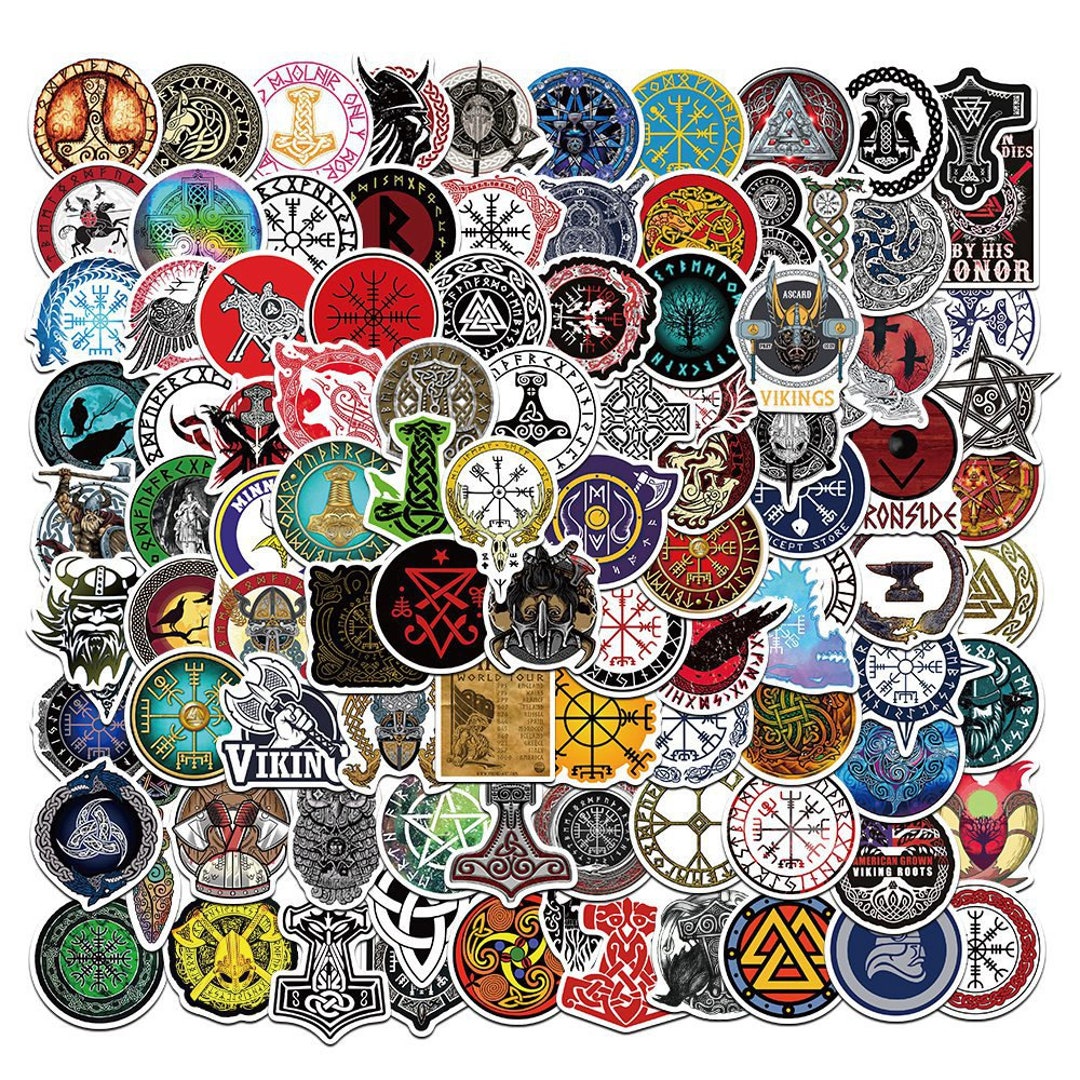 100 Stickers Viking Gear Theme Design Cute Aestheic Stickers Collection ...