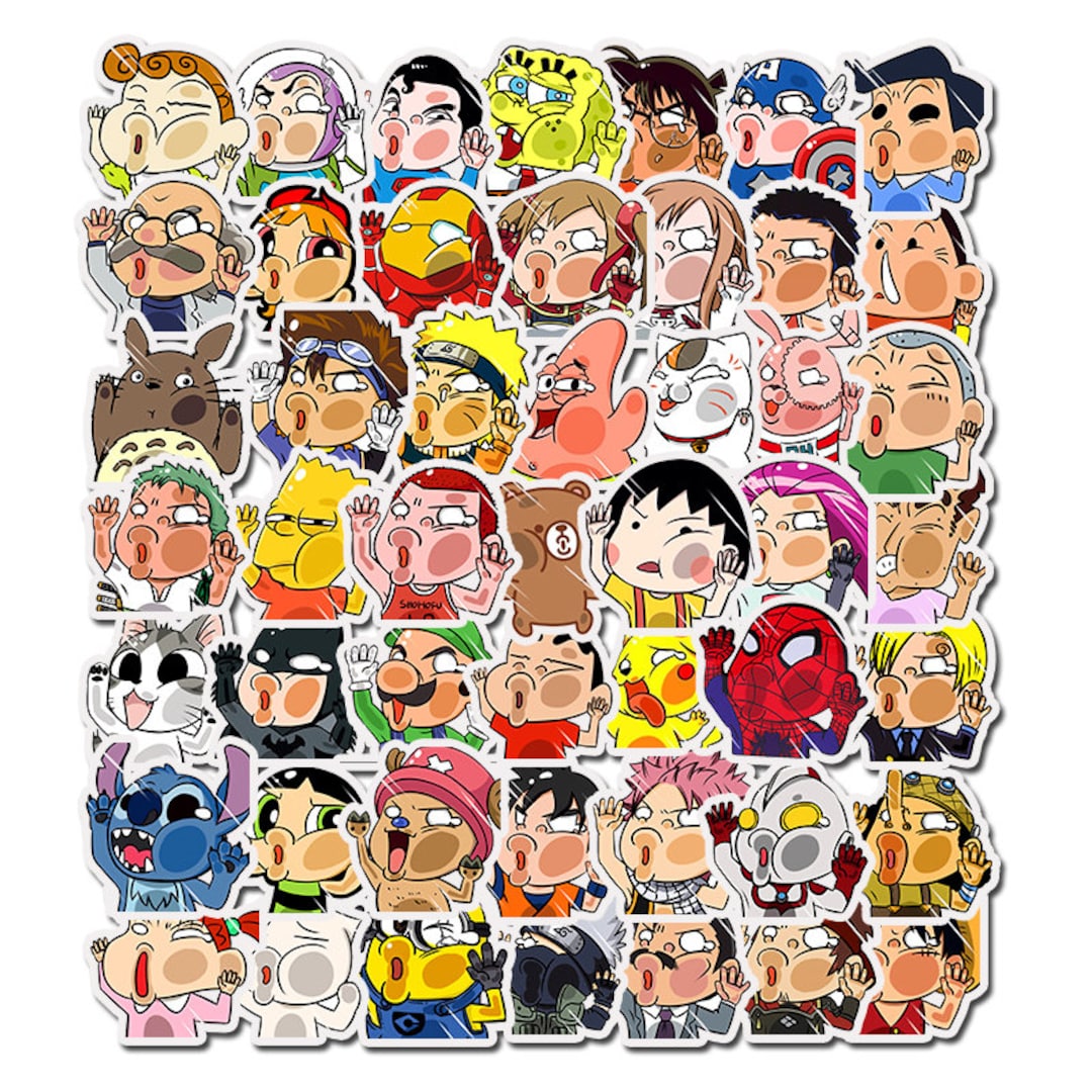 50 Stickers Anime Characters Funny Face Window Clings Design - Etsy