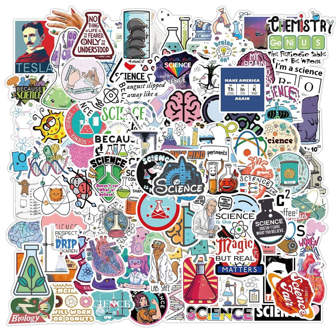 100 Stickers Lab Science Theme Design Cute Aestheic Stickers Collection ...
