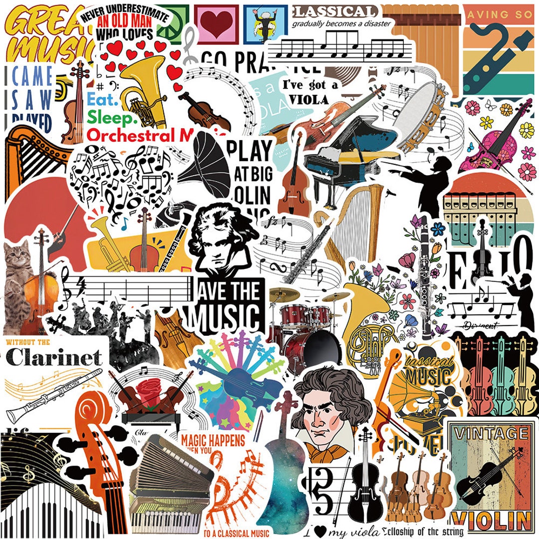 50 Stickers Music Orchestra Design Cute Aesthetic Stickers Decal ...