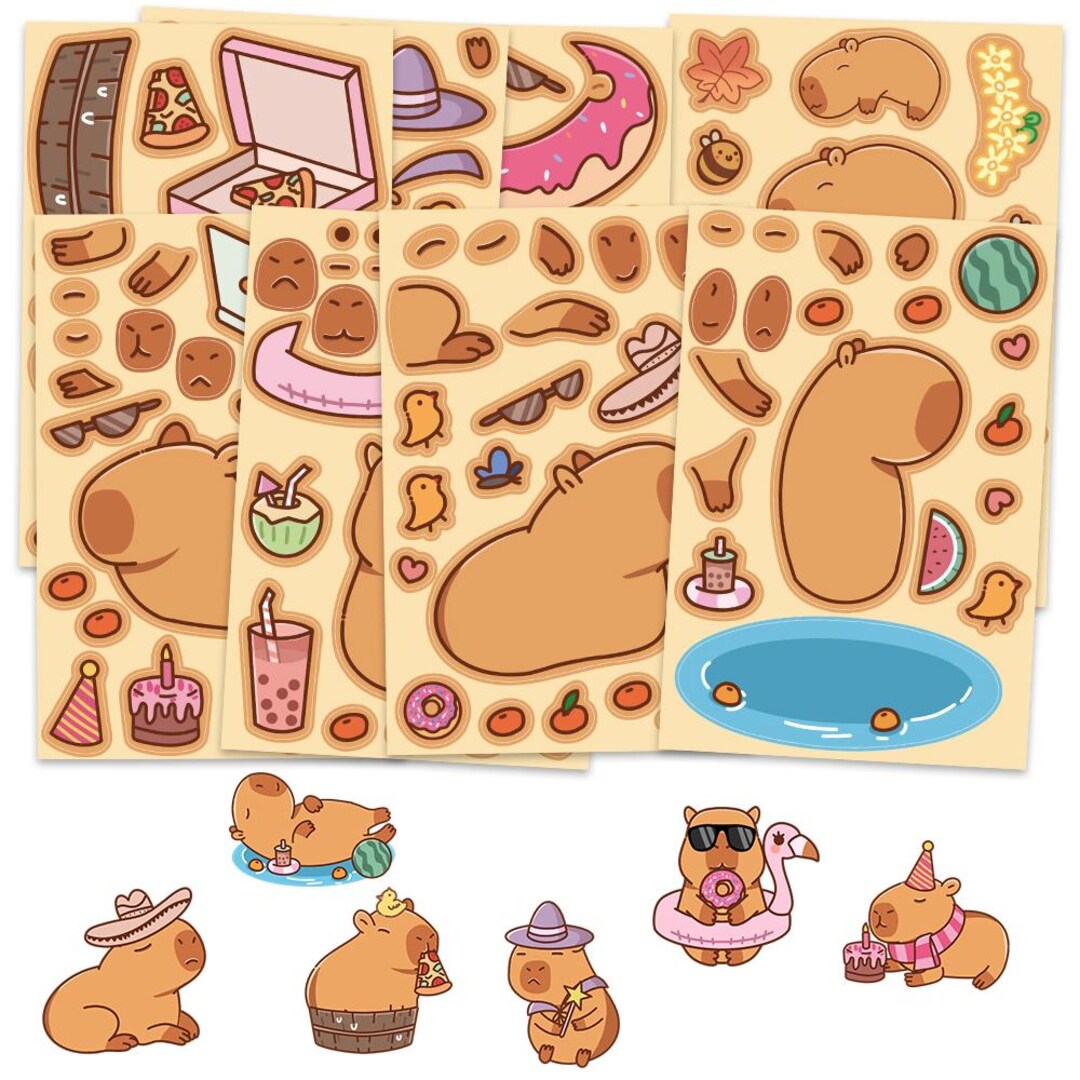 Adorable Capybara Sticker Pack Cute Animal Stickers With Accessories ...