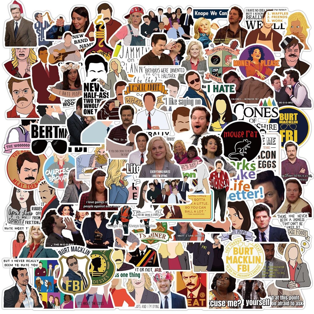 100 Stickers Parks and Recreation Theme Design Cute Aestheic Stickers ...