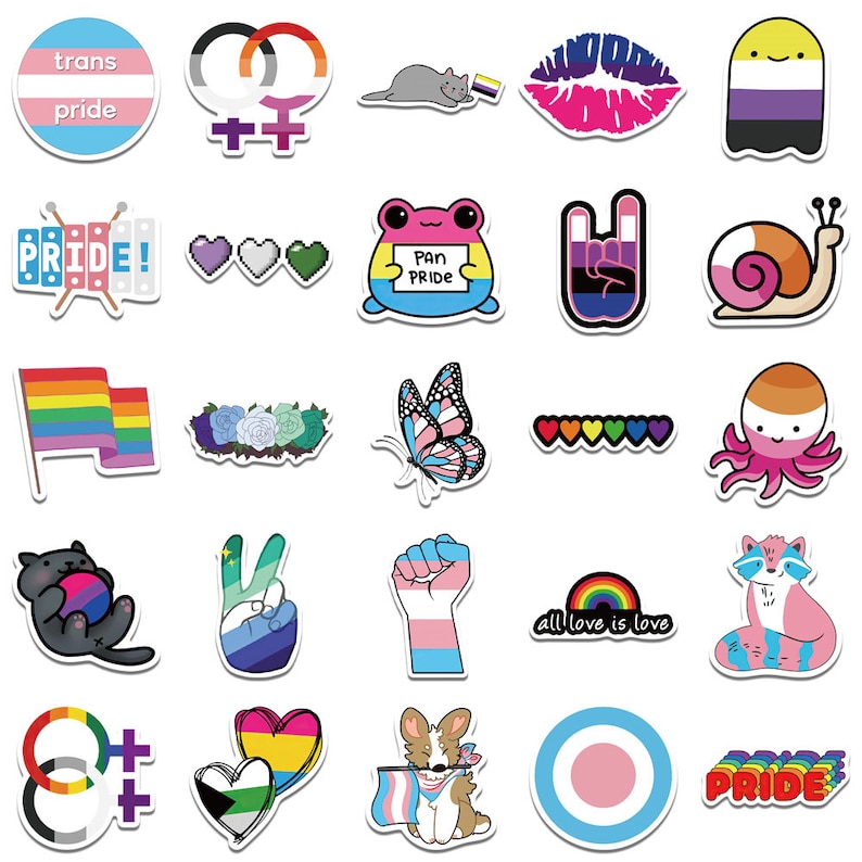 50 Stickers Rainbow LGBT 2 Design Cute Aesthetic Stickers Decal ...