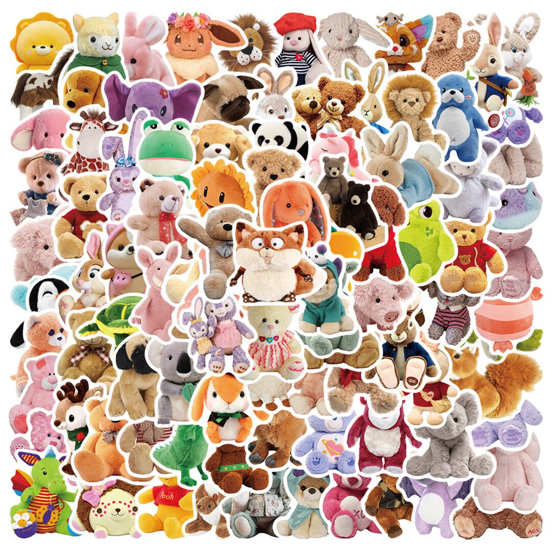 100 Stickers Plush Toys Theme Design Cute Aestheic Stickers Collection ...