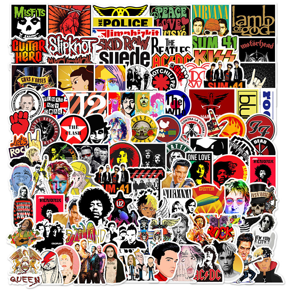 100 Stickers Rock 'N' Roll Music Bands Theme Design - Etsy Australia