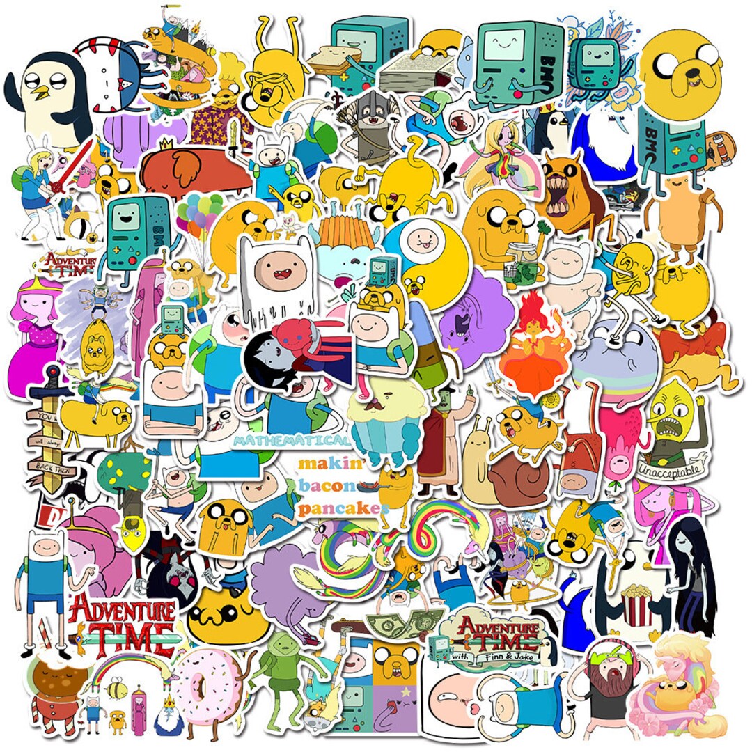 100 Stickers Adventure Time Cartoon Theme Design Cute Aestheic Stickers ...