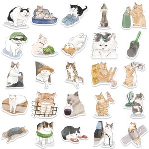 50 Stickers Cat 2 Design Cute Aesthetic Stickers Decal Collection ...