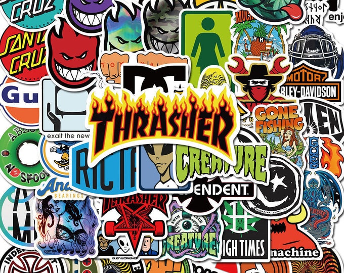 50 Stickers Skateboard Design Cute Aesthetic Stickers Decal Collection ...