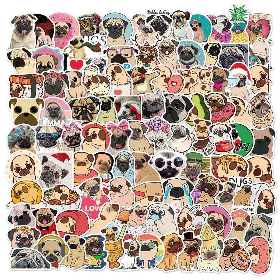 100 Stickers Pug Dog Theme Design Cute Aestheic Stickers Collection - Etsy