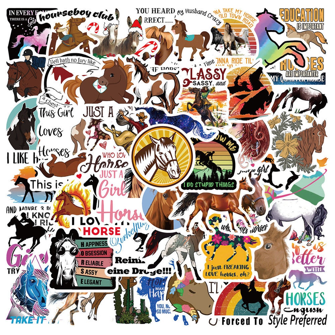 50 Stickers Horse Riding Design Cute Aesthetic Stickers Decal ...