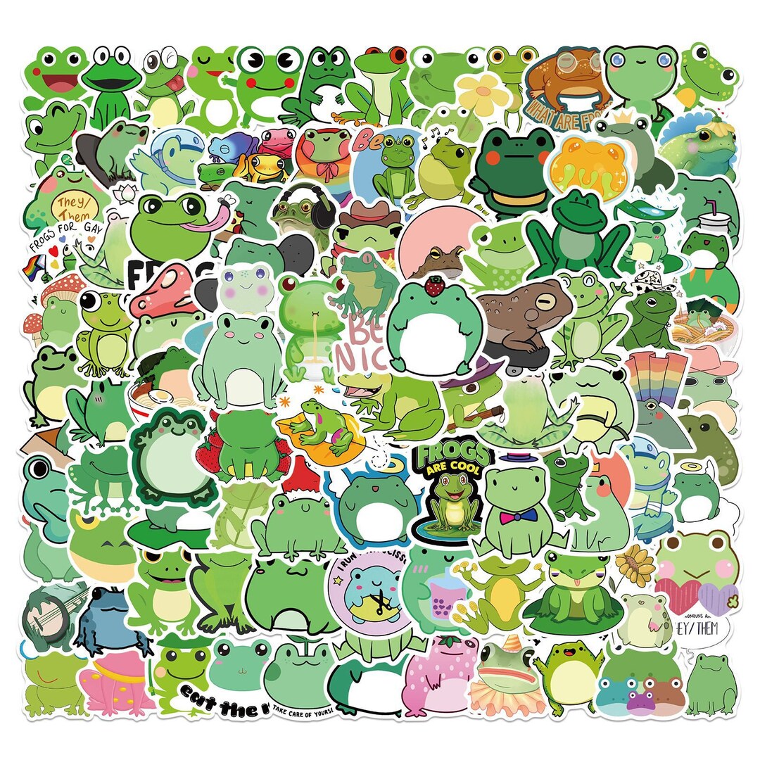 100 Stickers Frogs Animal Theme Design Cute Aestheic Stickers ...
