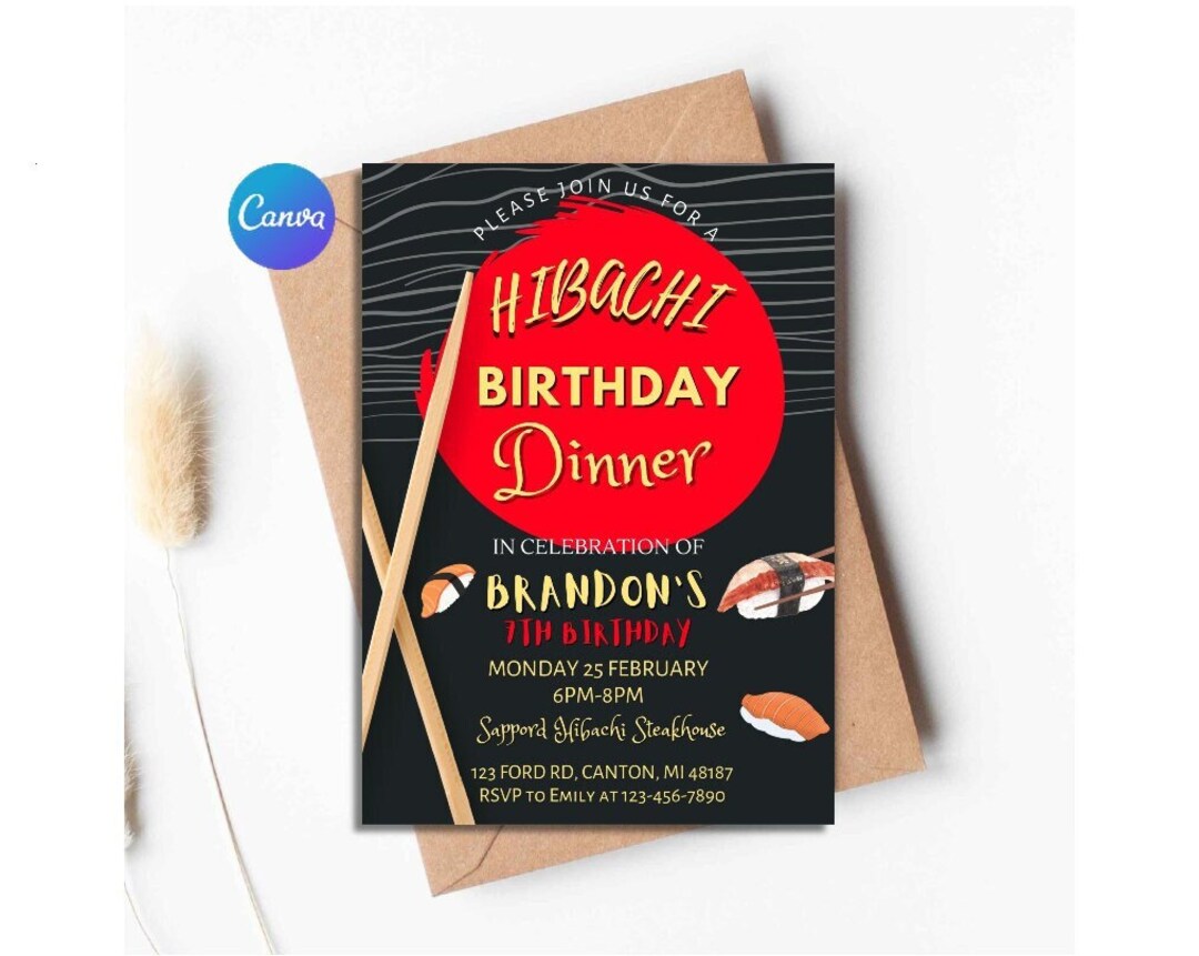 Hibachi Dinner Birthday Party Invitation Hibachi Party - Etsy