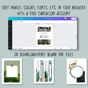 EDITABLE Succulent Binder Cover Bundle for College Students, Teachers ...
