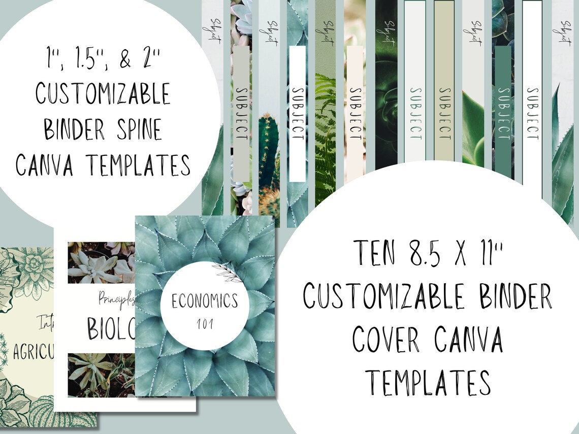 EDITABLE Succulent Binder Cover Bundle for College Students, Teachers ...