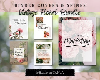 EDITABLE Pink Marble Binder Covers for College Students, Teachers, Back ...