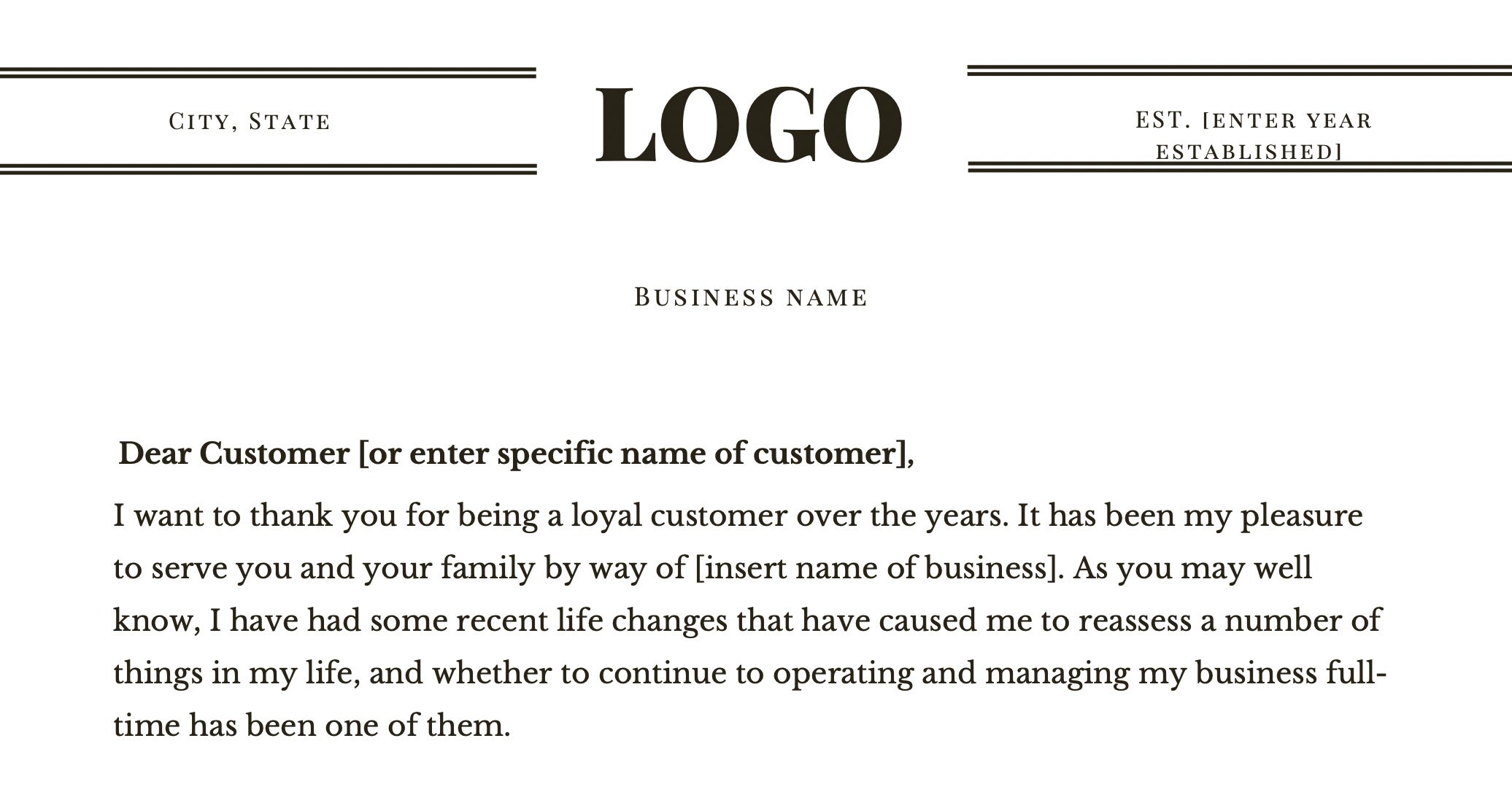 Editable Business Sale or Retirement Transition Letter - Etsy