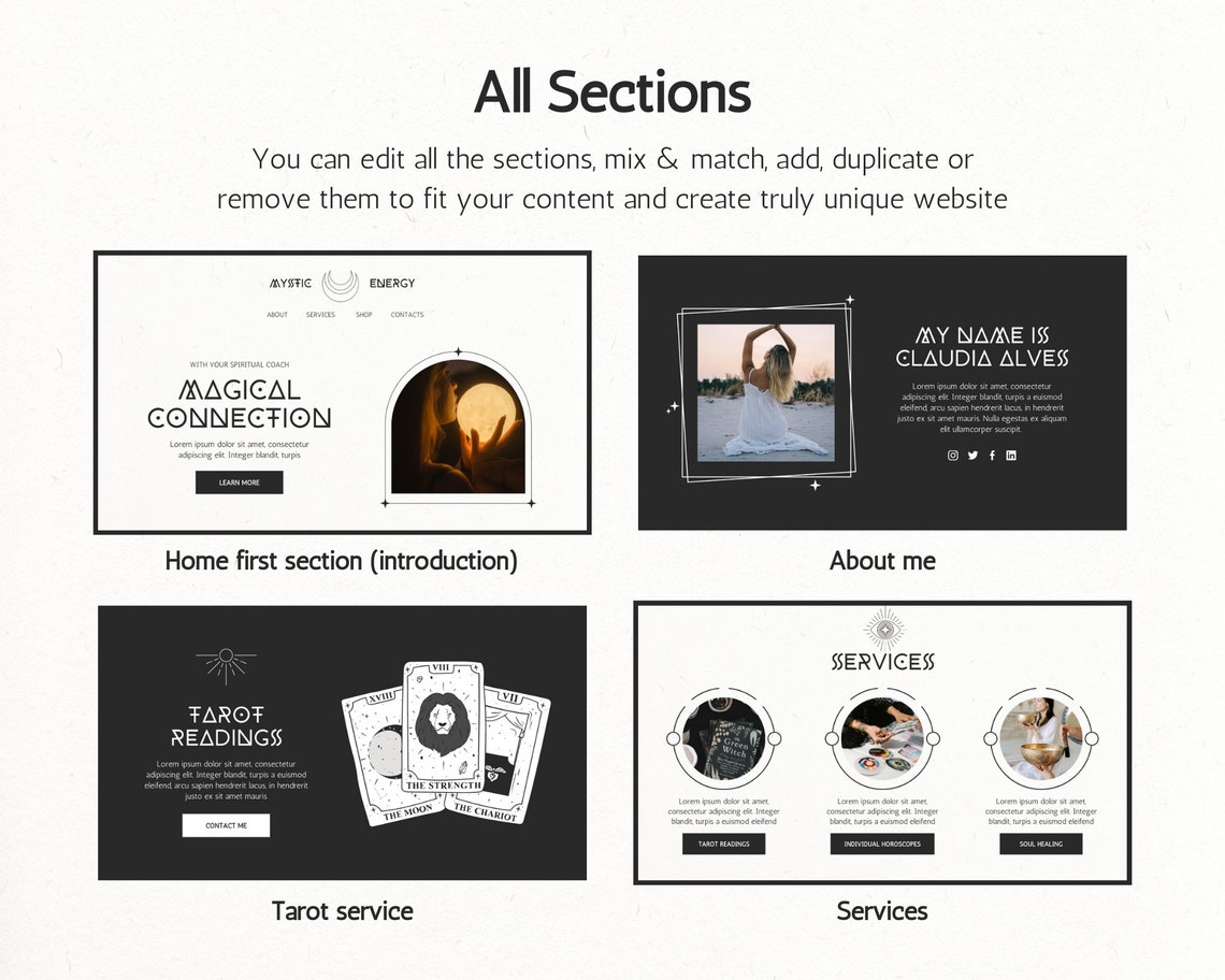 Spiritual Website Template Canva, Mystical Website, Witch Website ...