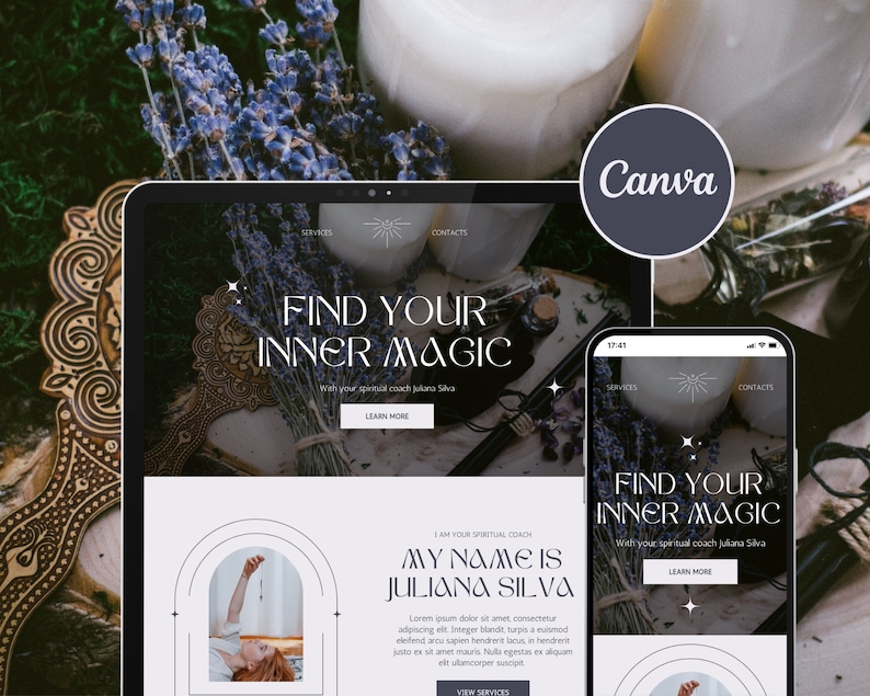 Spiritual Website Template Canva, Mystical Website, Magic Astrologer ...