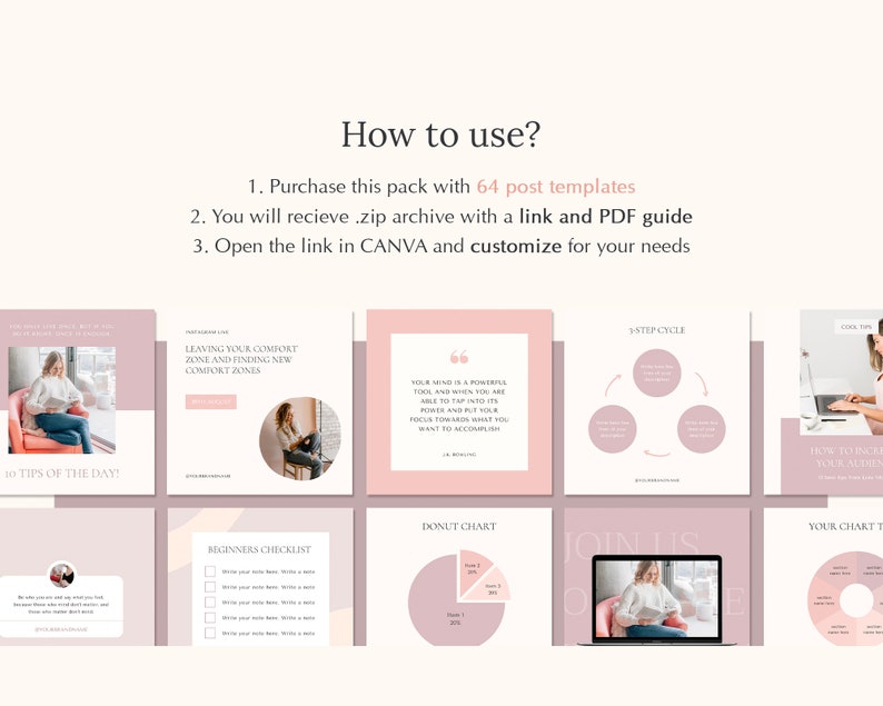 Coach Instagram Post Templates Canva, Course Creator Social Media Feed ...