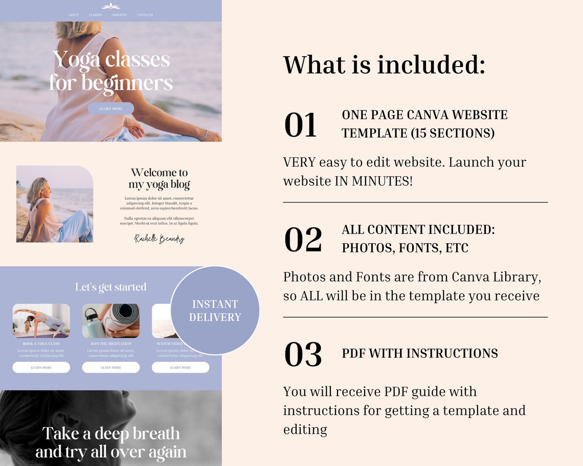 Modelo de site de ioga no Canva, Modelo de site de bem-estar, Página de ...