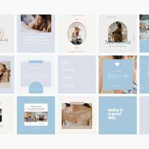 Sapphire Instagram Post Templates Canva, Blue Blogger Templates for ...