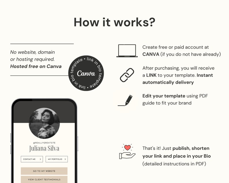 Instagram Link in Bio Template, Linktree Template Canva, Landing Page ...