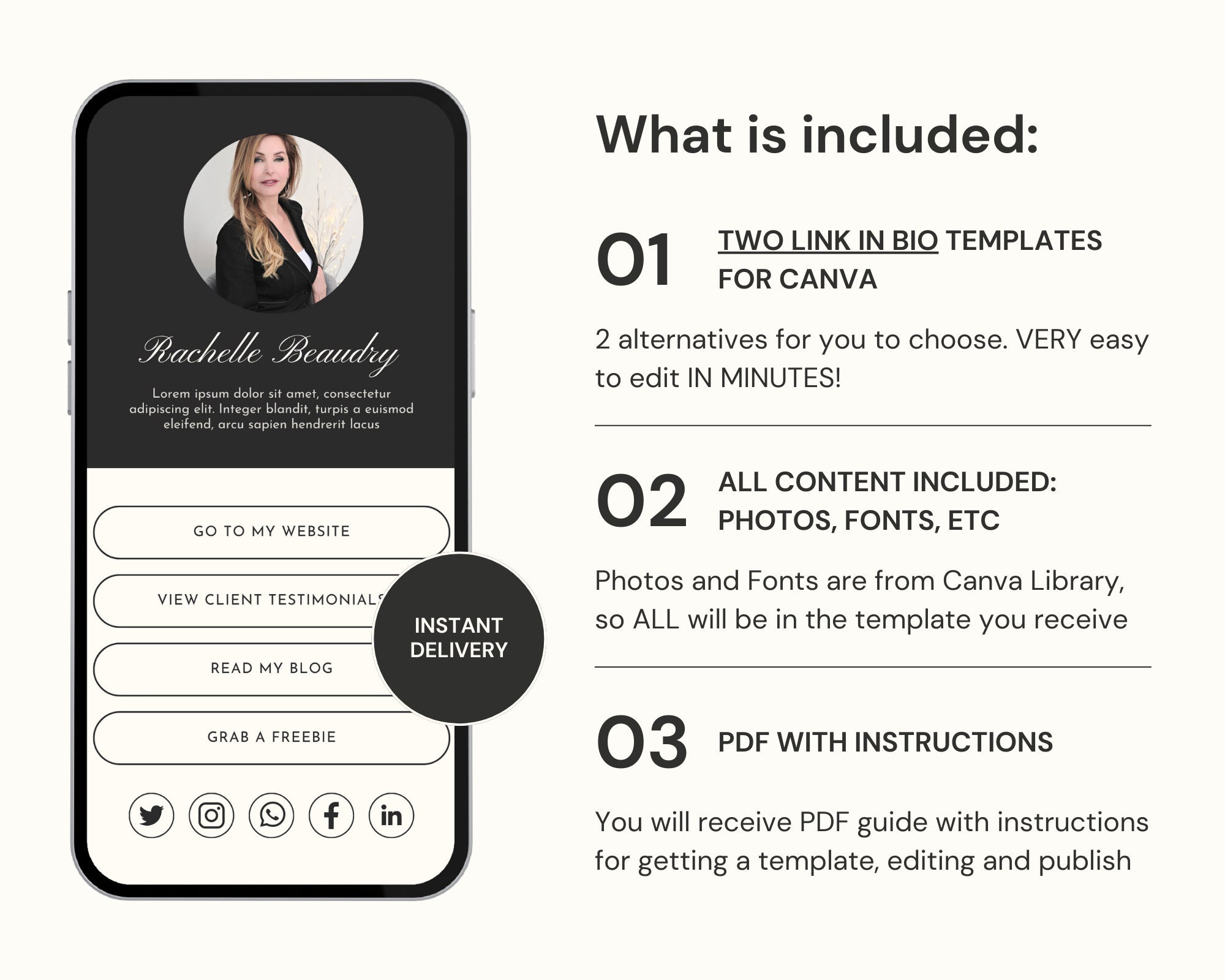 Classy Instagram Link in Bio Template, Minimalist Linktree Template ...