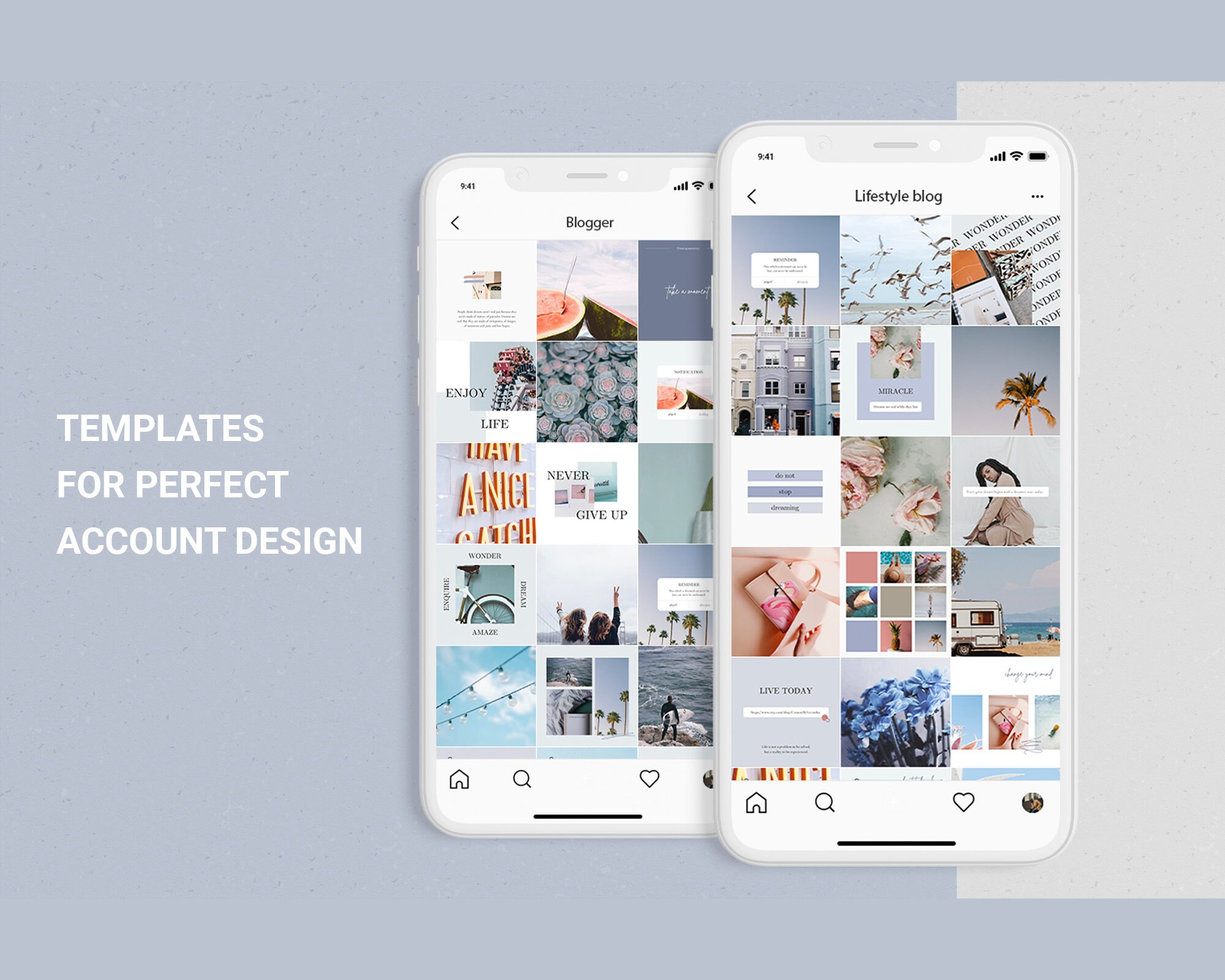 Lifestyle Blog Instagram Post Templates Canva, Social Media Feed, Blue ...