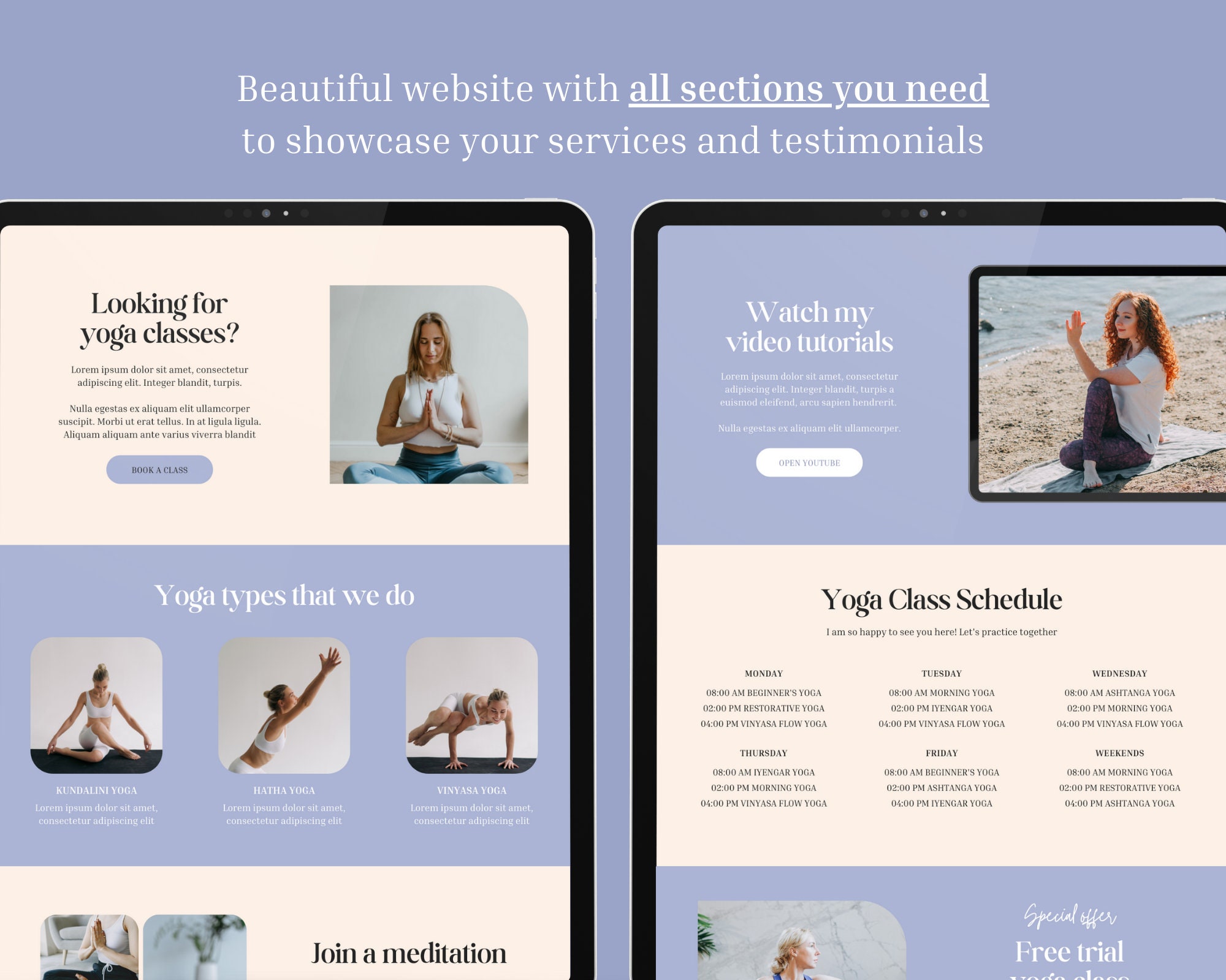 Yoga Website Template Canva, Wellness Website Template, Yoga Coach Website Landing Page, Canva ...