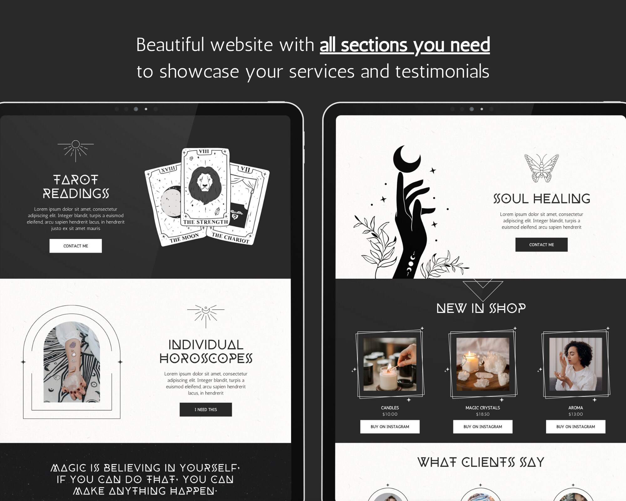 Spiritual Website Template Canva, Mystical Website, Witch Website ...