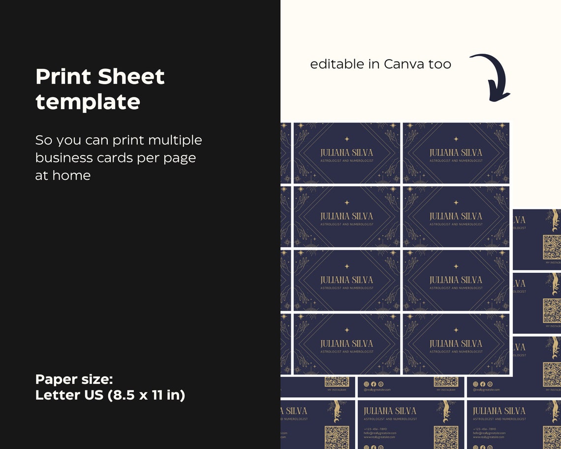 Astrologer Business Card Template, Witch Business Card, Printable ...