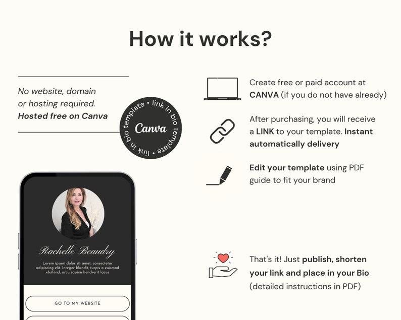 Classy Instagram Link in Bio Template, Minimalist Linktree Template ...