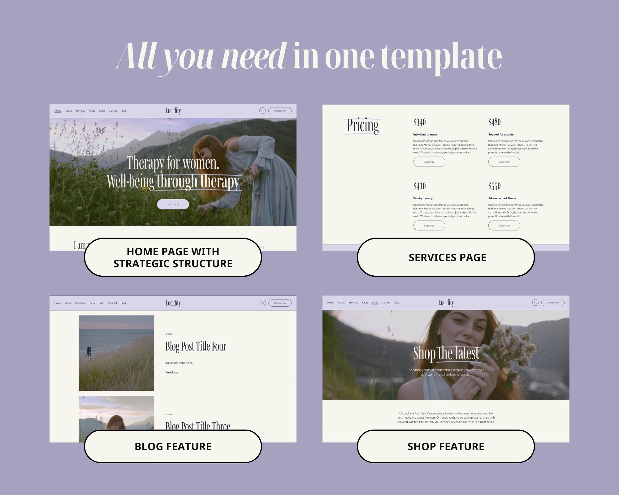 Therapist Squarespace Website Template, Coach Website, Wellness ...