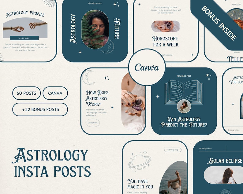Emerald Astrologer Instagram Template, Astrology Canva Templates ...