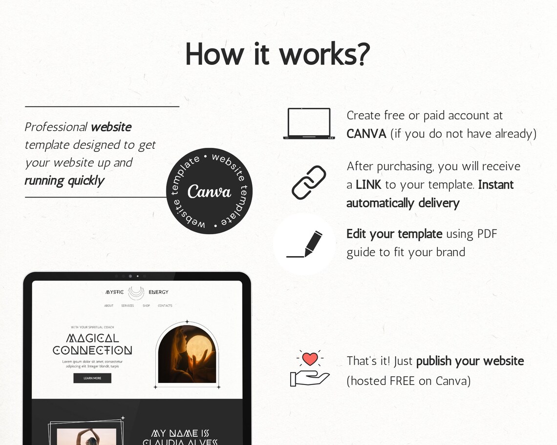Spiritual Website Template Canva, Mystical Website, Witch Website ...