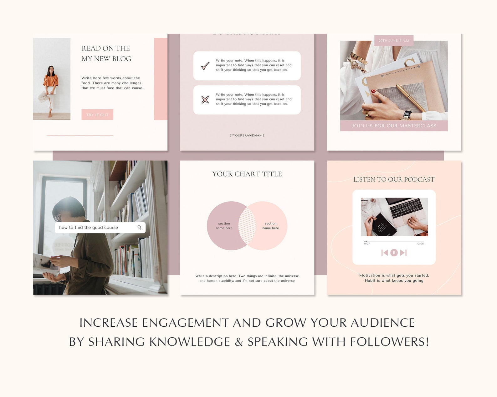 Coach Instagram Post Templates Canva, Course Creator Social Media Feed ...