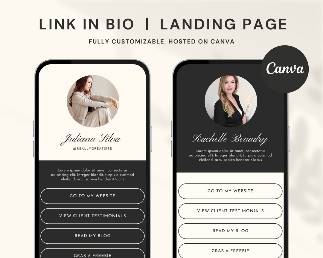 Classy Instagram Link in Bio Template, Minimalist Linktree Template Canva, Landing Page Website ...