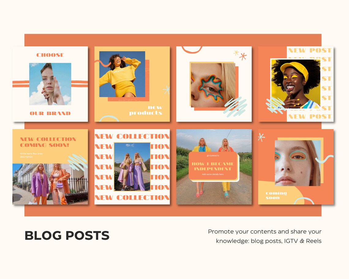 Rainbow Colorful Instagram Canva Templates, Bright Color Social Media ...