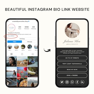 Classy Instagram Link in Bio Template, Minimalist Linktree Template Canva, Landing Page Website ...