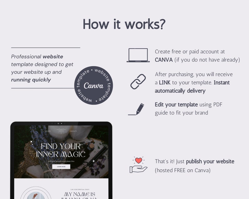 Spiritual Website Template Canva, Mystical Website, Magic Astrologer ...